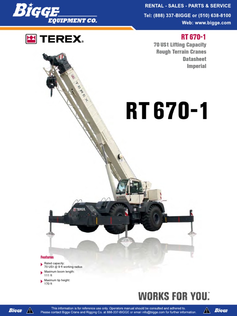 Terex RT670 | PDF | Crane (Machine) | Steering