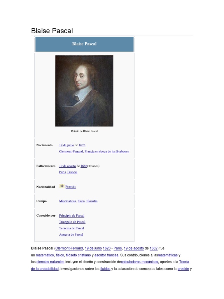 Blaise Pascal | PDF | Science | Ciencia filosófica