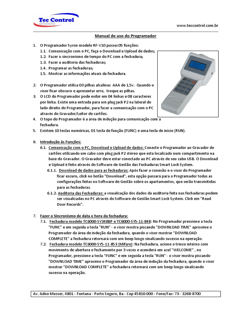 Manual de Uso Do Programador | PDF | PCs (computadores) | Engenharia da ...