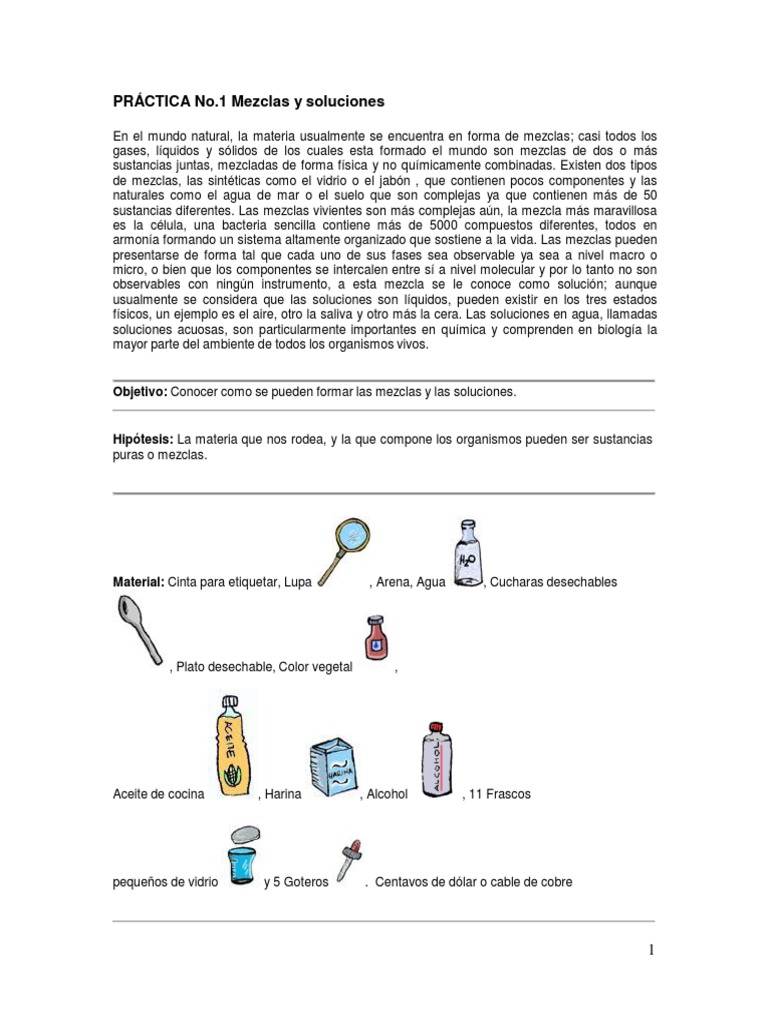 (205451511) Practica No.1 Mezclas y Soluciones (1) | Mezcla | Organismos