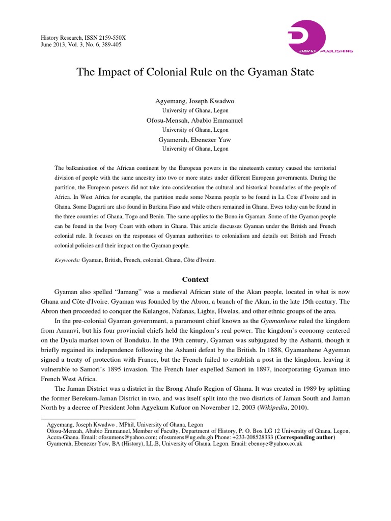 Colonial Impact on Gyaman Kingdom | PDF | Vichy France | Government