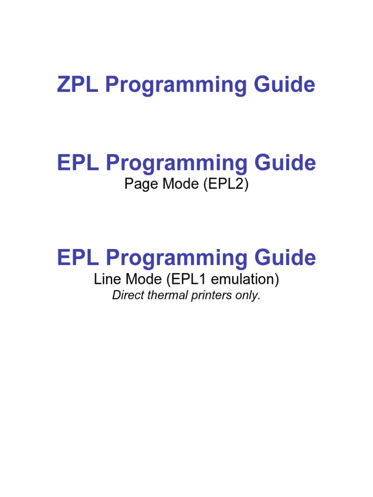 ZPL Programming Guide: Page Mode (EPL2) | PDF