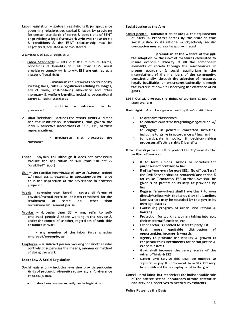 Labor Standards Azucena Notes | PDF | Leasehold Estate | Trade Union