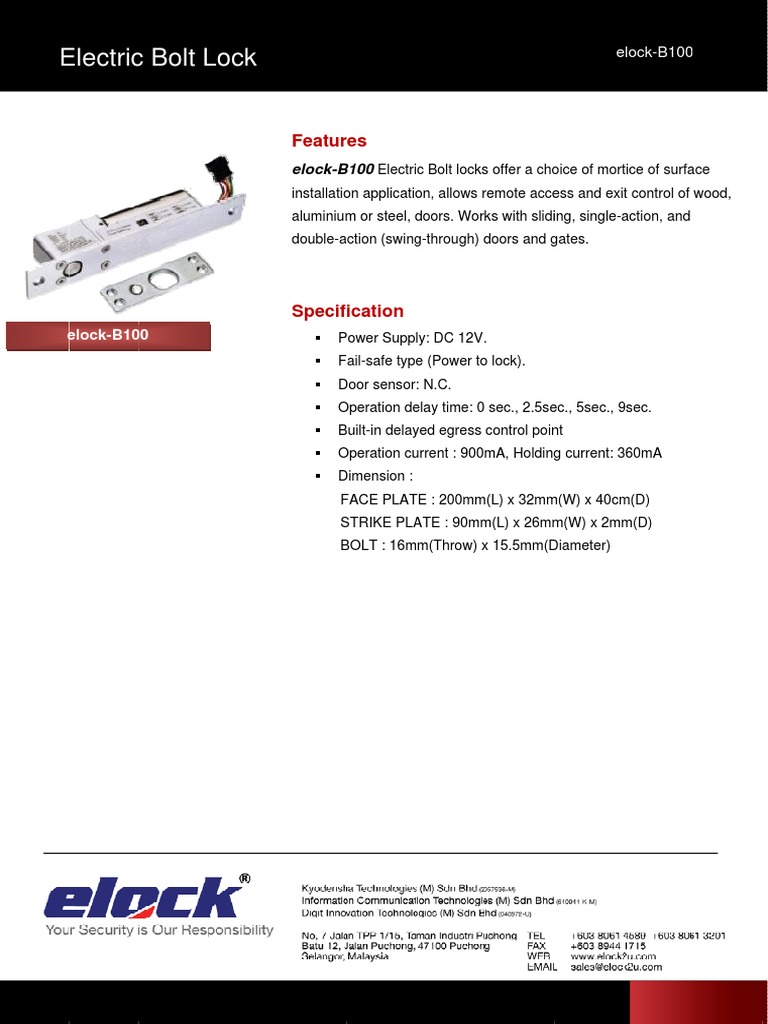 Elock B100 | Download Free PDF | Lock (Security Device) | Structural Steel