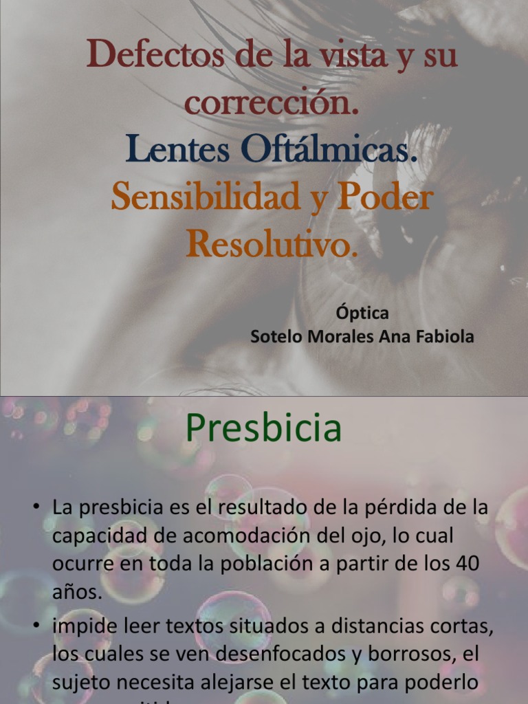 Corrección de defectos visuales mediante lentes oftálmicas: Presbicia ...