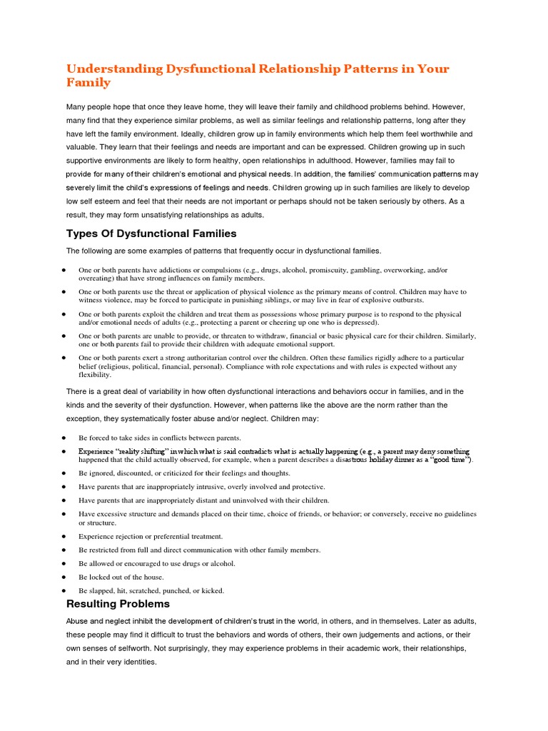 Understanding Dysfunctional Relationship Patterns in Your Family | PDF ...