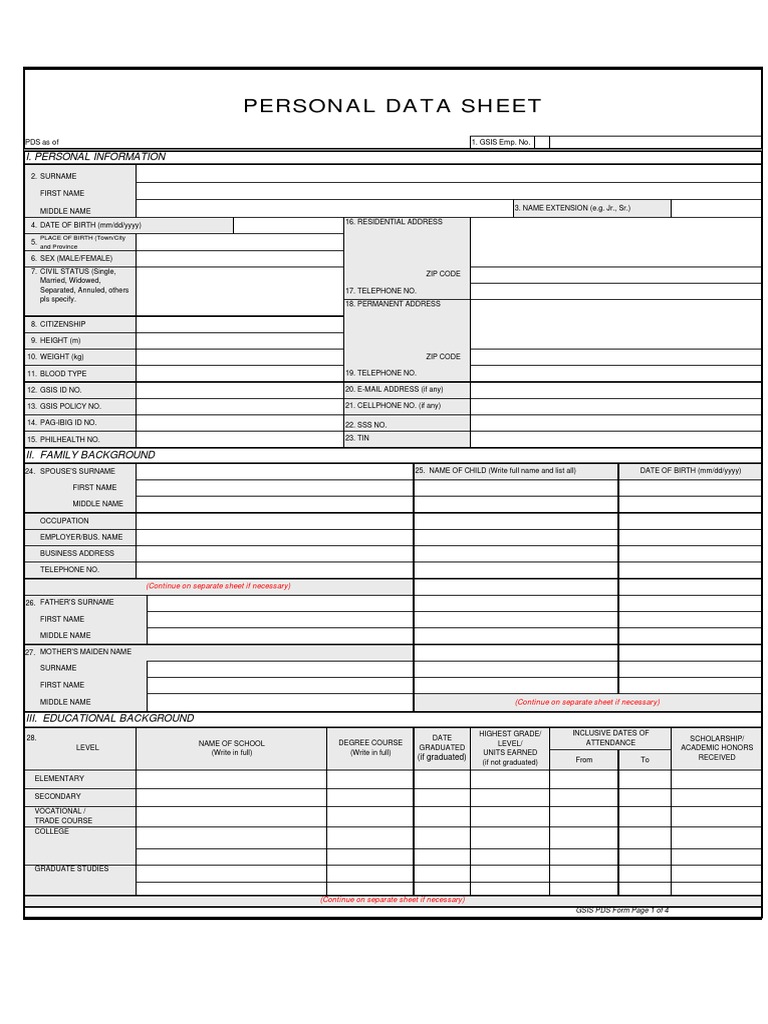 PDS FORM Fillable 01232013 (1) | Surname
