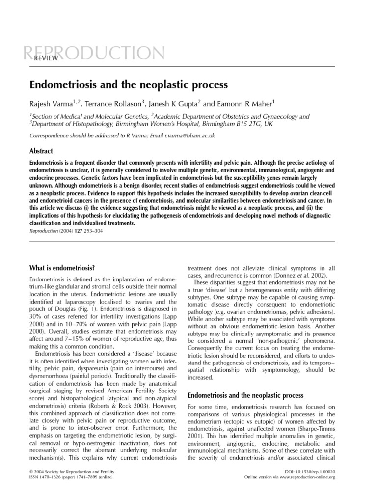 Endometriosis and The Neoplastic Process Jurnal | PDF | Ovarian Cancer ...