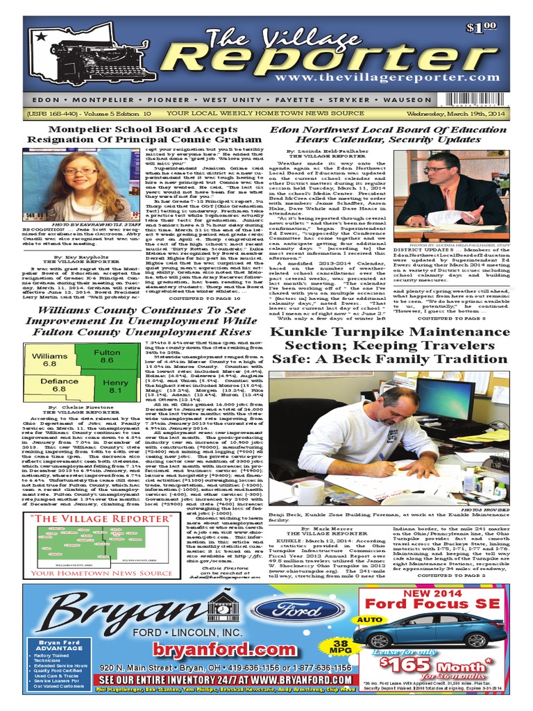 The Village Reporter - March 19th, 2014 | PDF | Toll Road | Transport