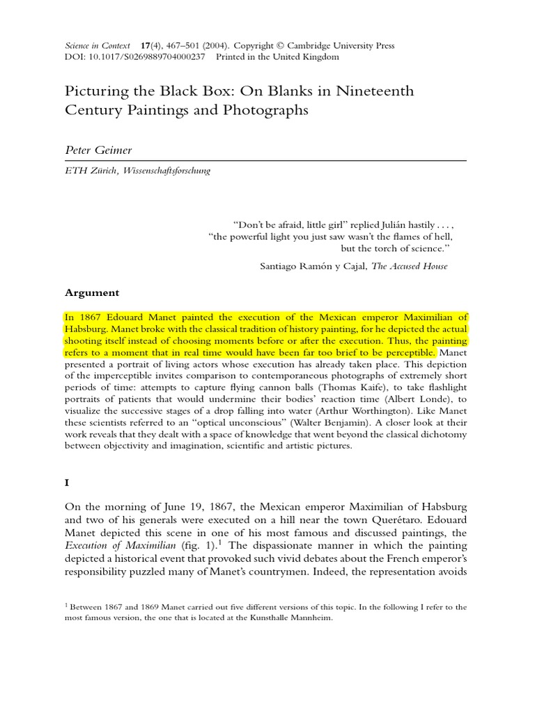 Picturing The Black Box | PDF | Édouard Manet | Camera