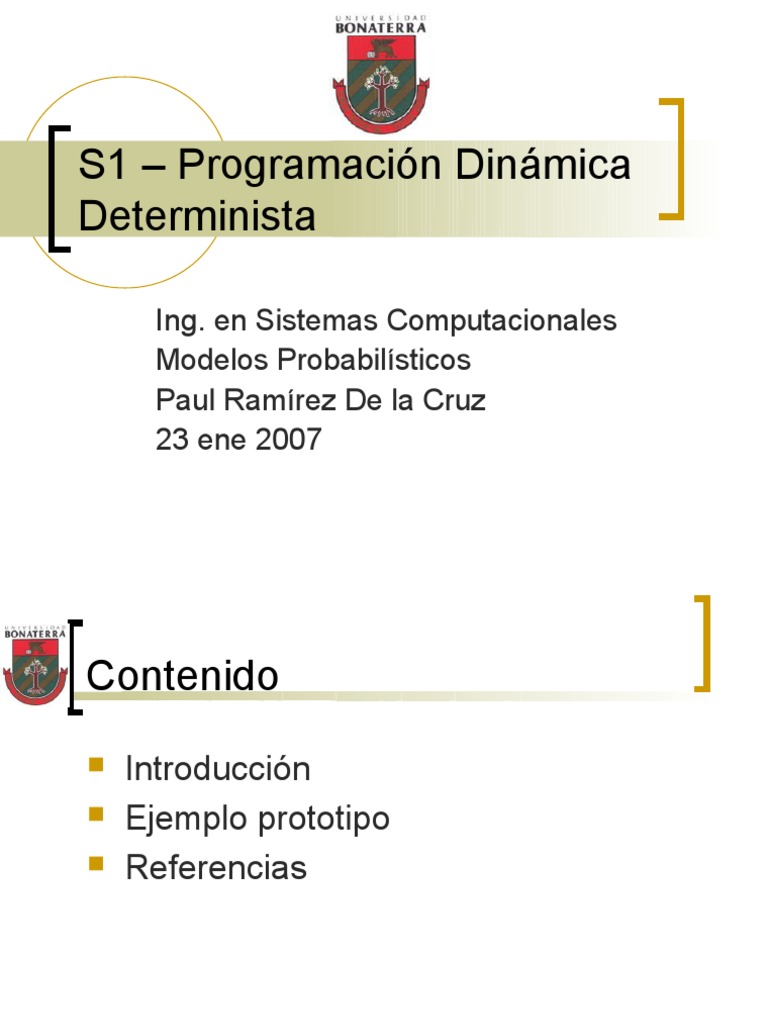 S1 - Programación Dinámica Determinística | PDF | Programación dinámica ...