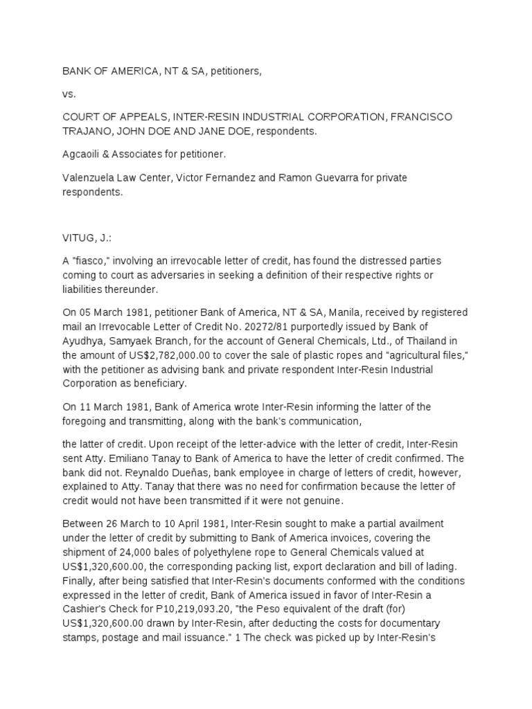 Bank of America | PDF | Letter Of Credit | Government