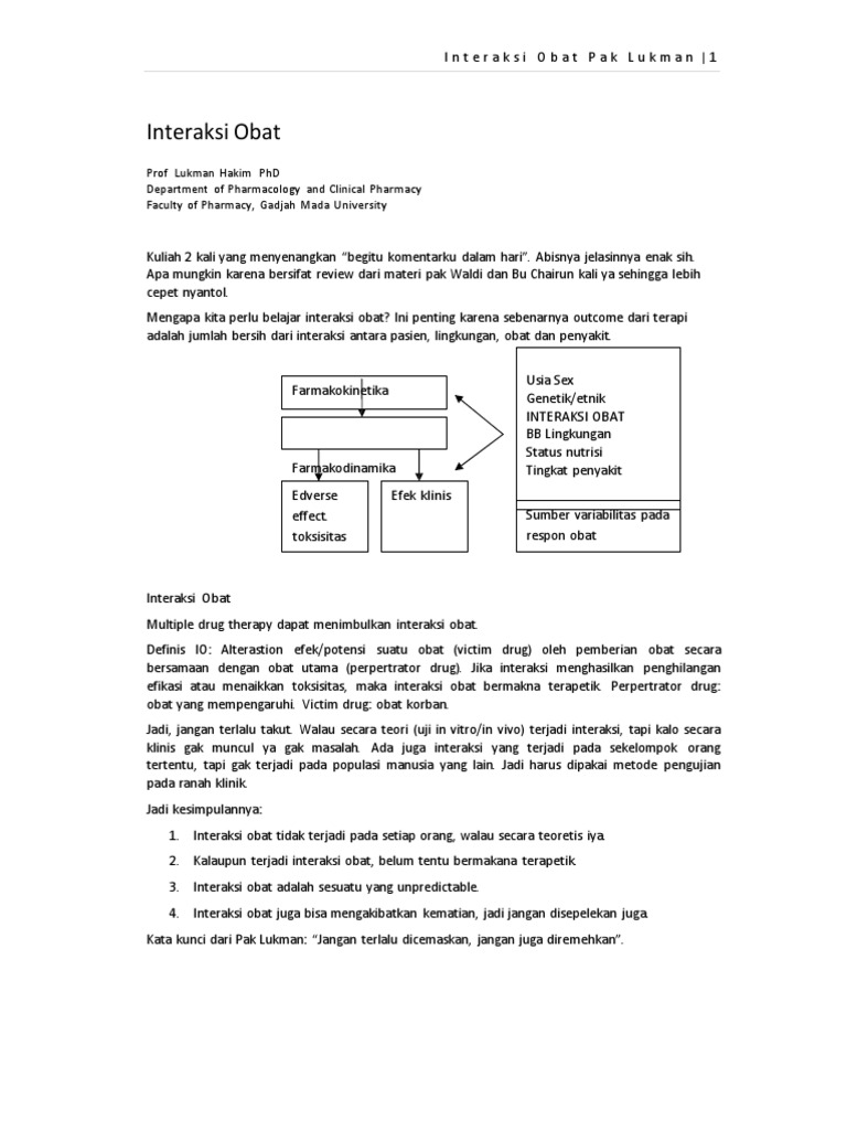 Interaksi Obat Pak Lukman | PDF | Sitokrom P450 | Analgesik