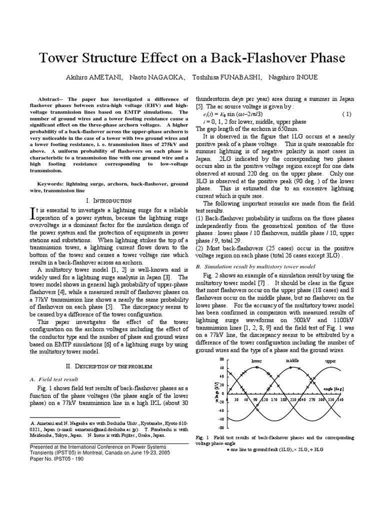 Tower Structure Effect On A Back-Flashover Phase | PDF | Electrical ...