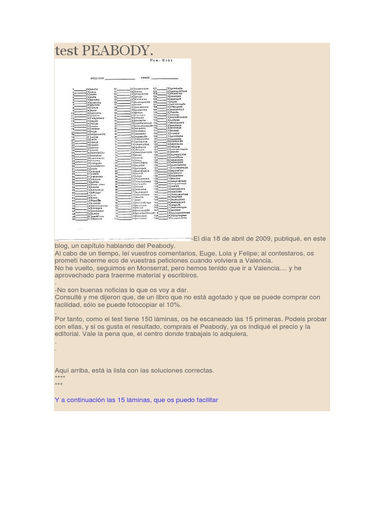 Test Peabody | PDF | Idiomas