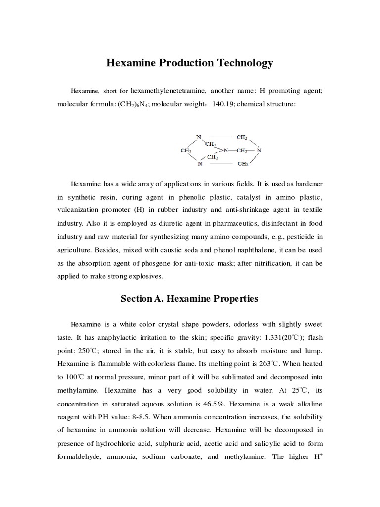 Hexamine Production Methods Overview | PDF | Evaporation | Ammonia