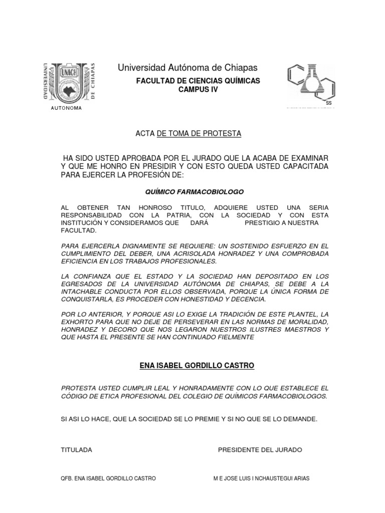 Acta Toma de Protesta | PDF