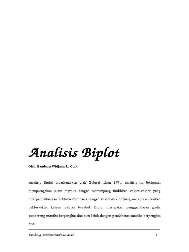 Analisis Biplot untuk Statistikawan | PDF