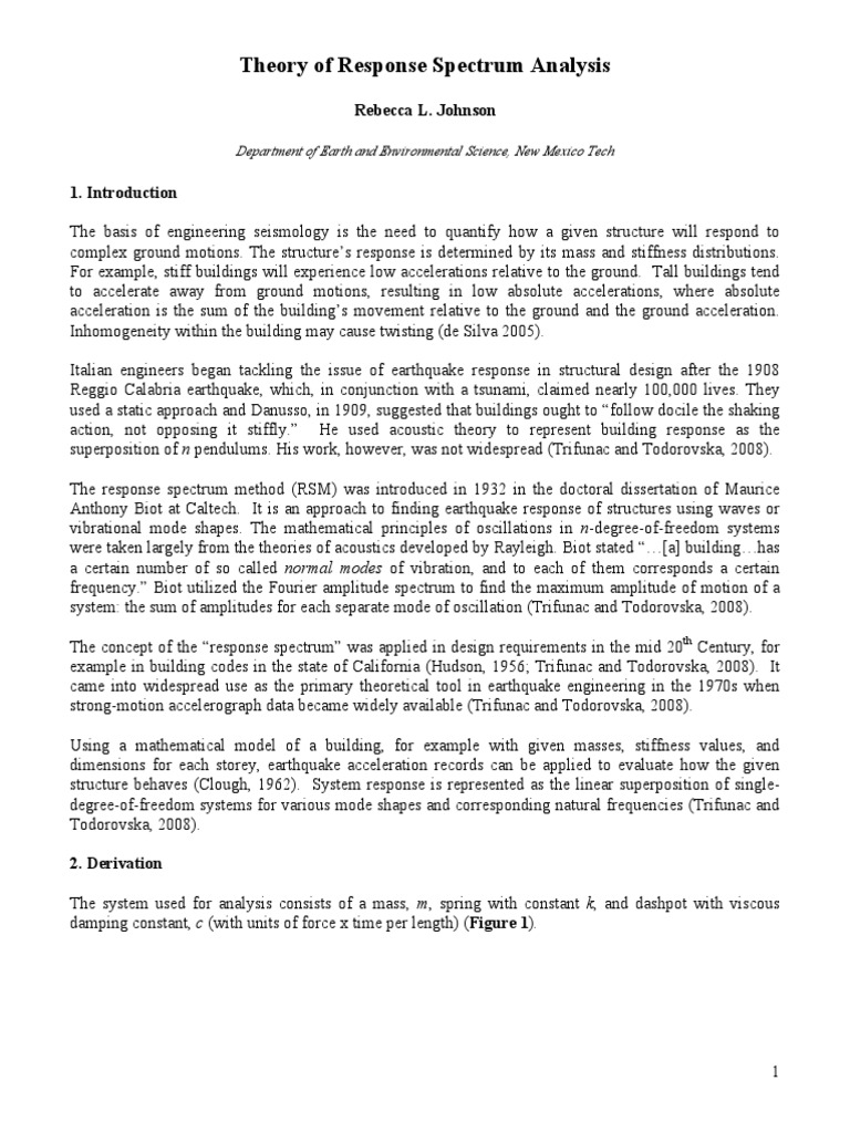 Derivation of Response Spectrum | PDF | Normal Mode | Spectral Density