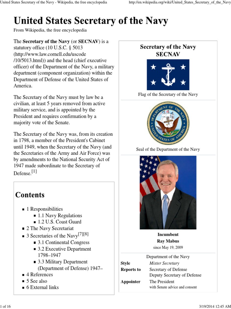 Overview of the Secretary of the Navy | PDF | United States Secretary ...