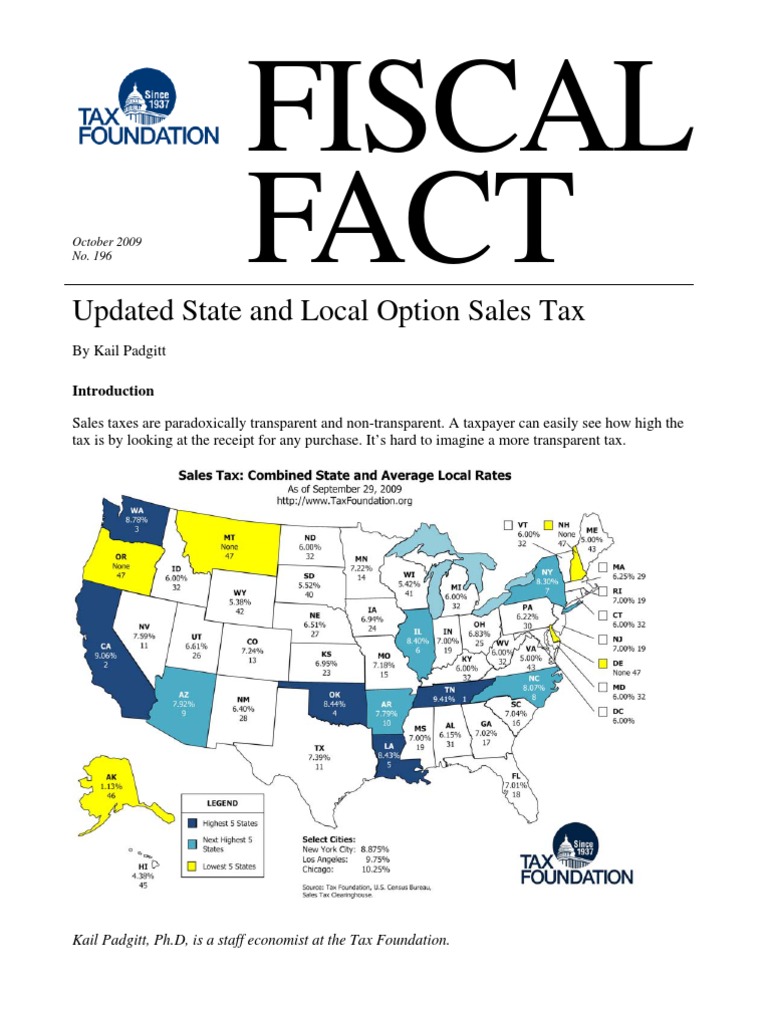 Fiscal Fact: Updated State and Local Option Sales Tax | PDF | Sales ...