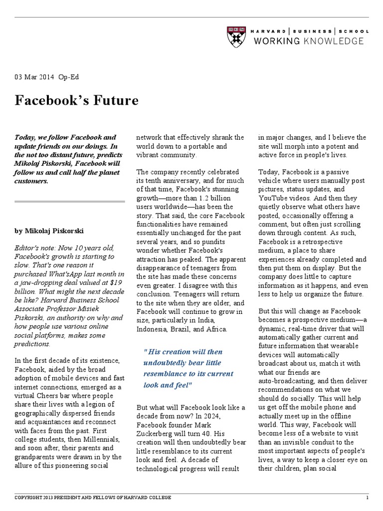 Facebook Future | PDF | Facebook | Twitter