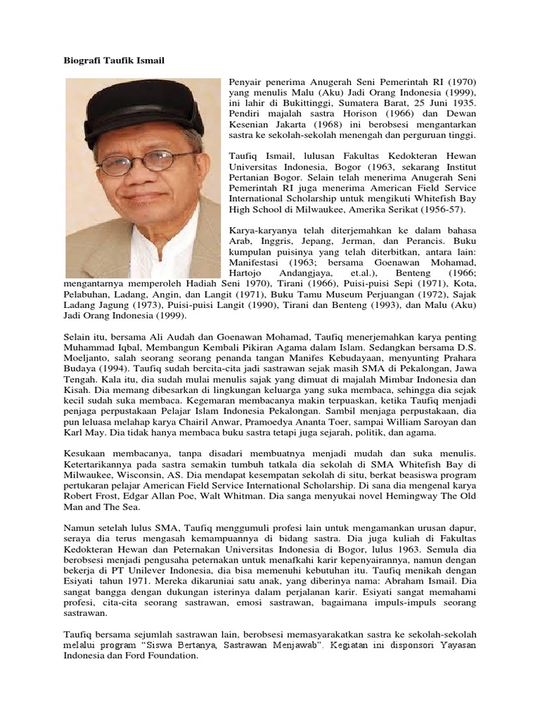 Biografi Taufik Ismail | PDF
