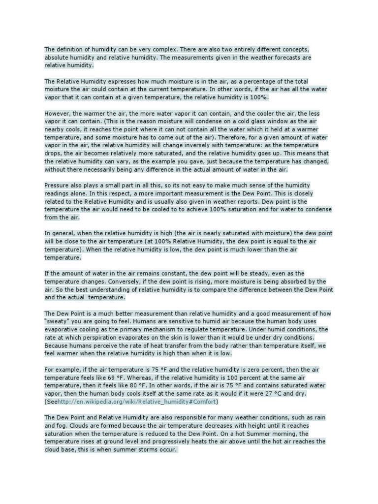 The Definition of Humidity Can Be Very Complex | PDF | Humidity ...