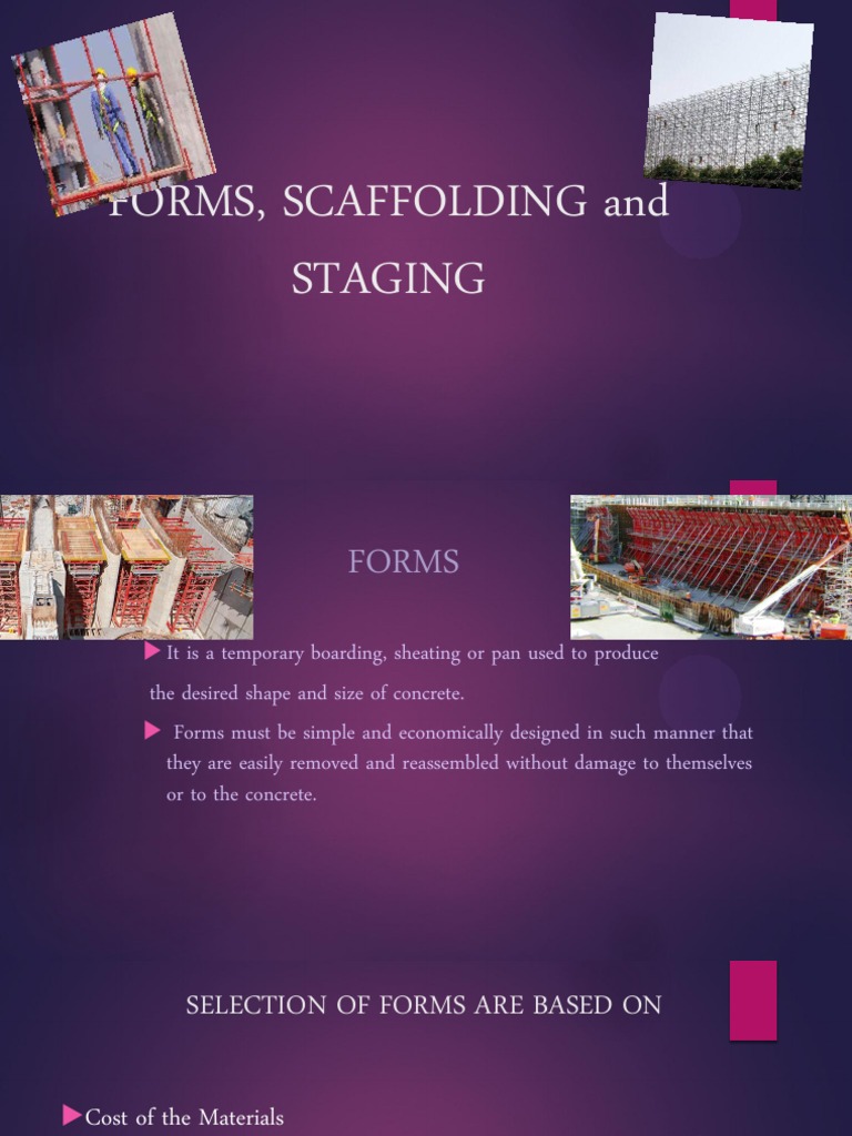 Forms, Scaffolding and Staging | PDF | Scaffolding | Framing (Construction)