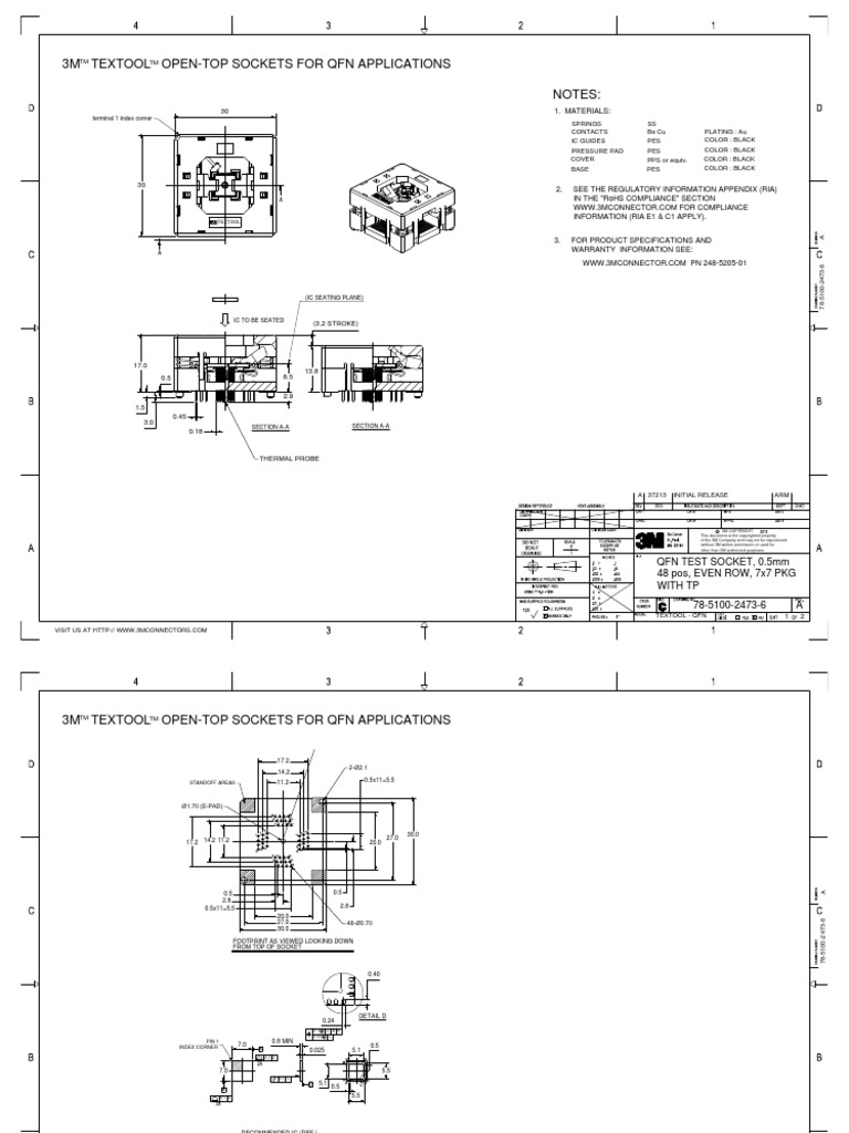 3M Textool Open-Top Sockets For QFN Applications: QFN Test Socket, 0 ...