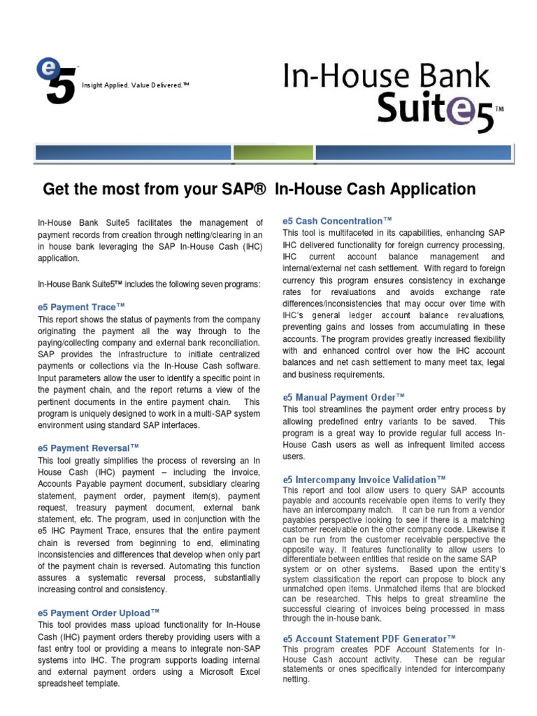 In House Bank Suite5 | PDF | Payments | Accounts Payable