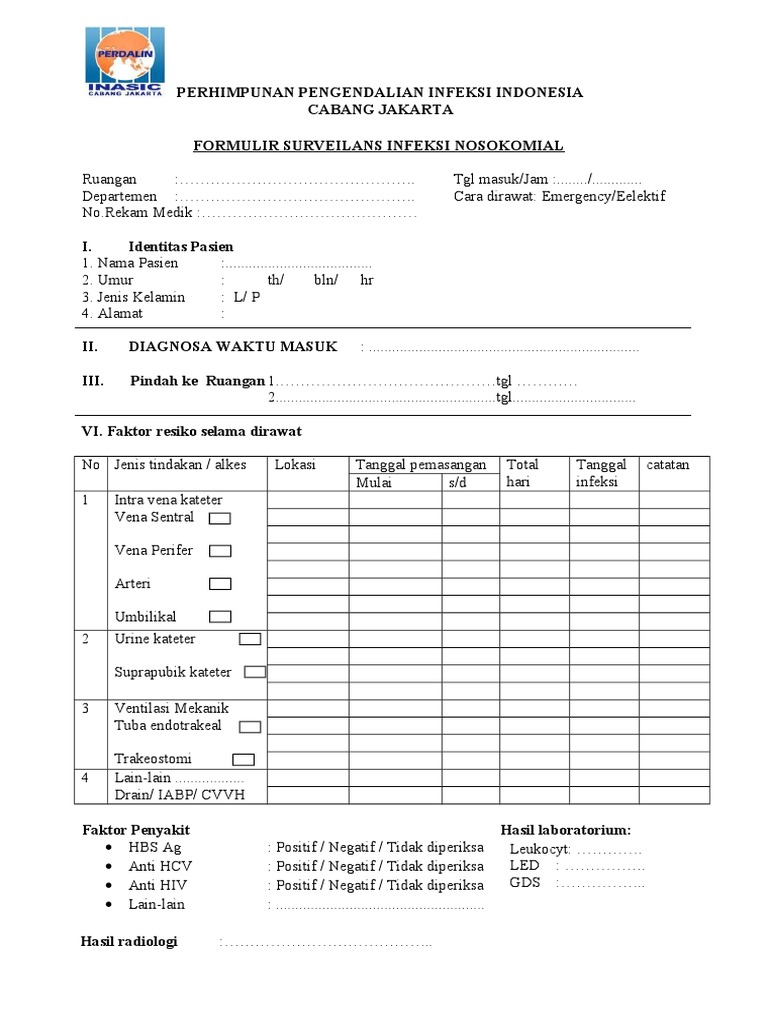 Formulir Surveilans Infeksi RS | PDF