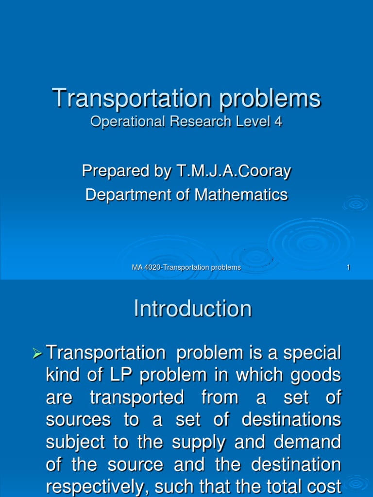 Understanding Transportation Problems | PDF | Science & Mathematics ...