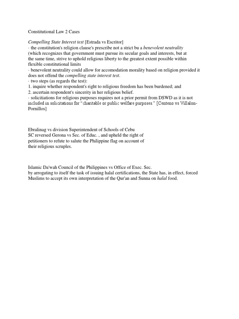 Compelling State Interest Test (Estrada Vs Escritor) | PDF