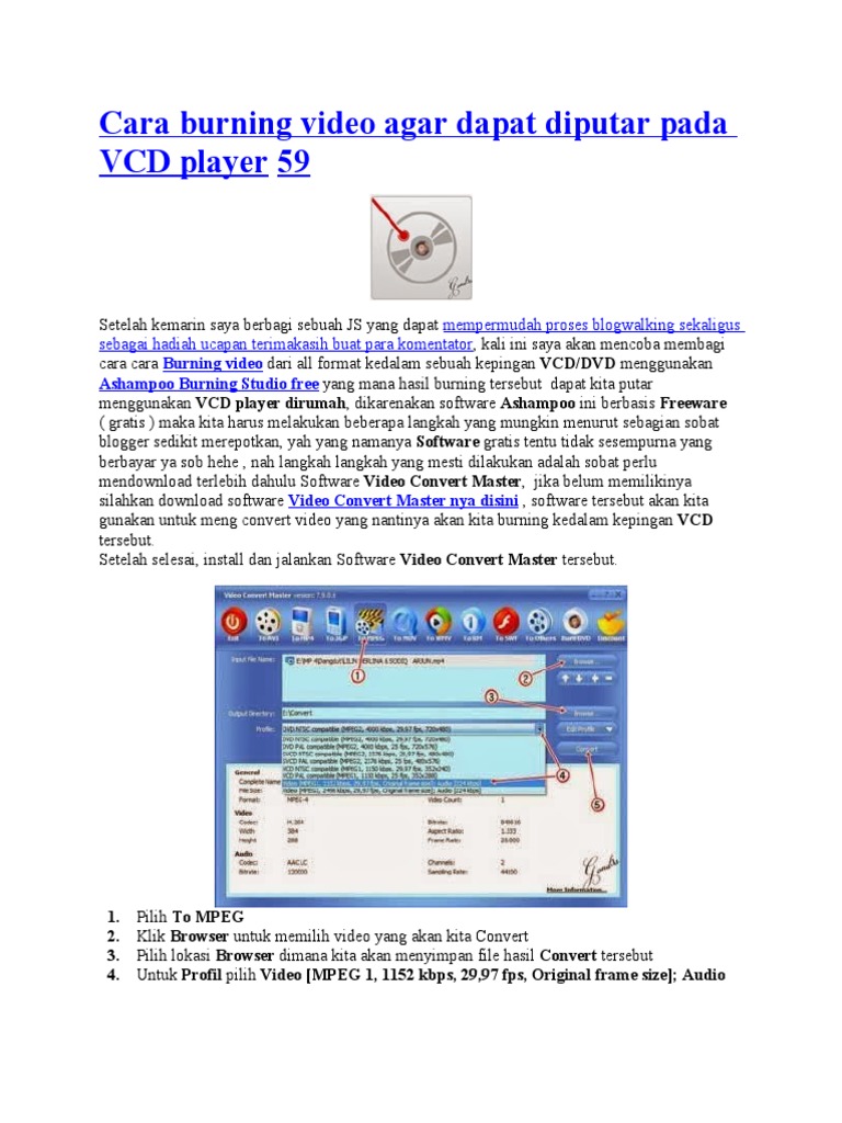 Cara Burning Video Agar Dapat Diputar Pada VCD Player 59 | PDF