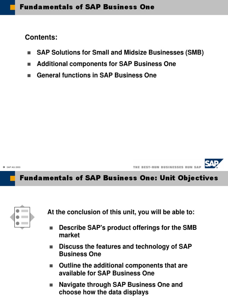 01 Fundamentals of Sap Business One Revised | PDF | Application ...