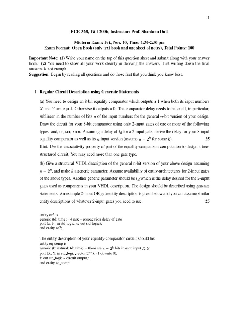 ECE 368, Fall 2006 | PDF | Vhdl | Computer Programming