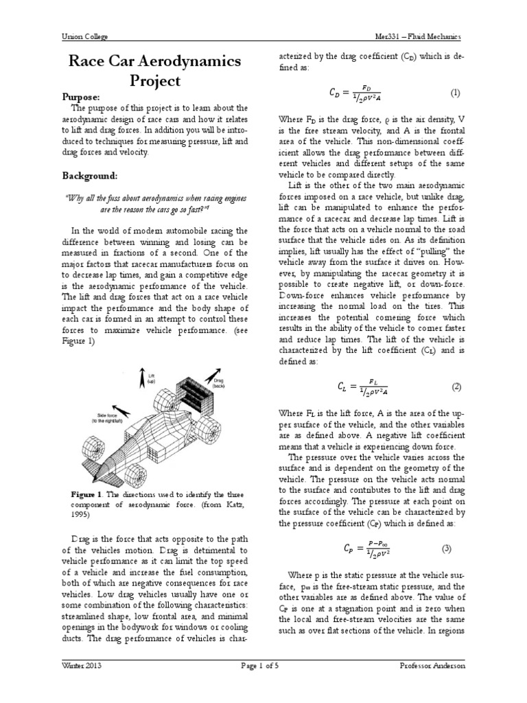 Aerodynamic Car PDF | PDF | Lift (Force) | Drag (Physics)