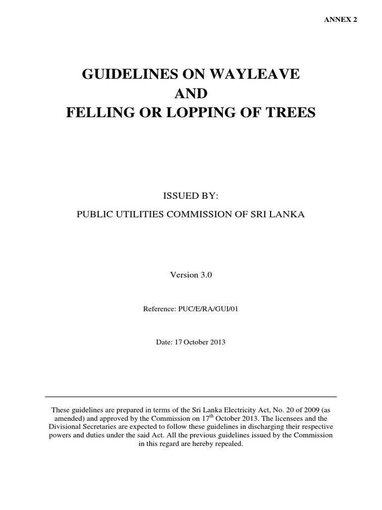 PUC GUIDELINES ON WAYLEAVE AND TREE FELLING | PDF | Easement ...