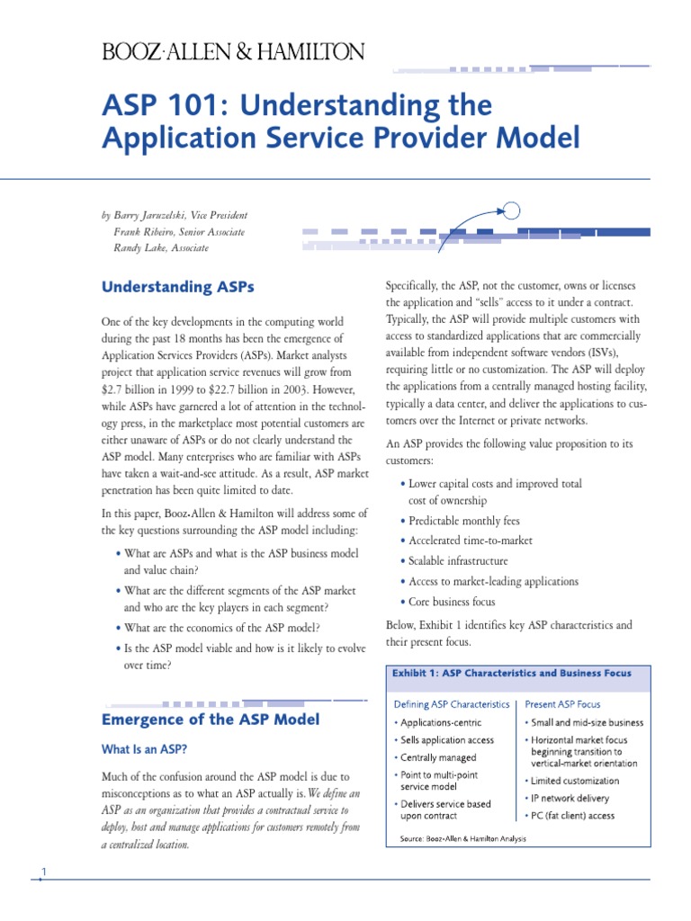 ASP 101: Understanding The Application Service Provider Model | PDF ...