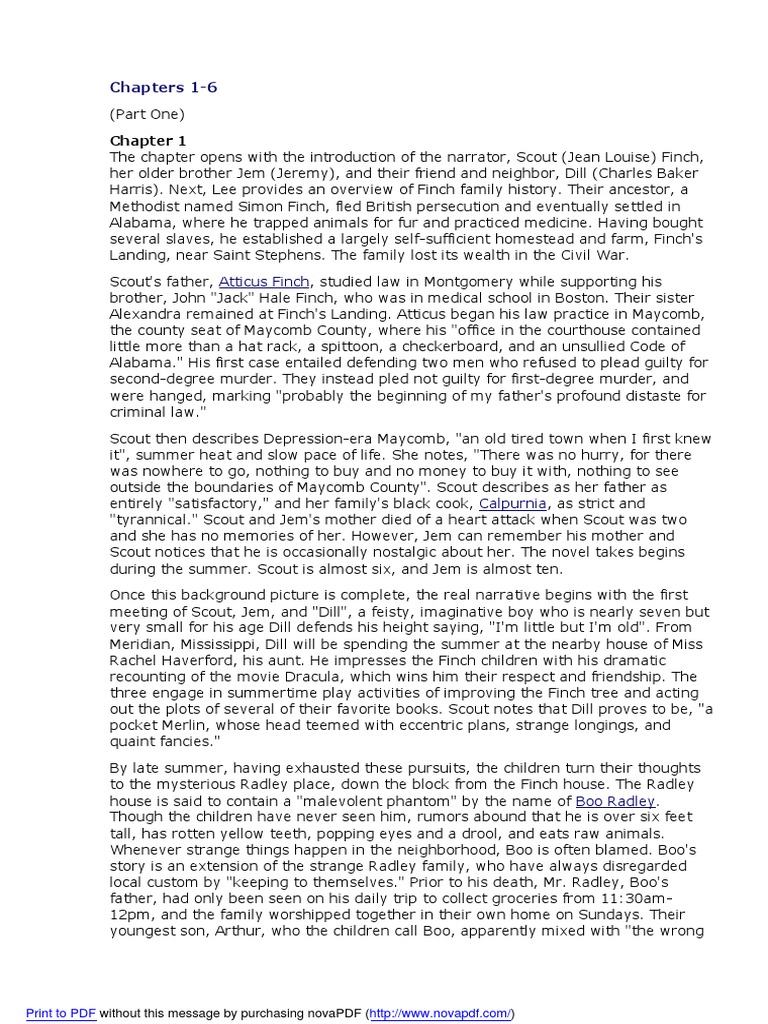 Kill A Mockingbird Summary From Gradesaver | PDF | To Kill A Mockingbird