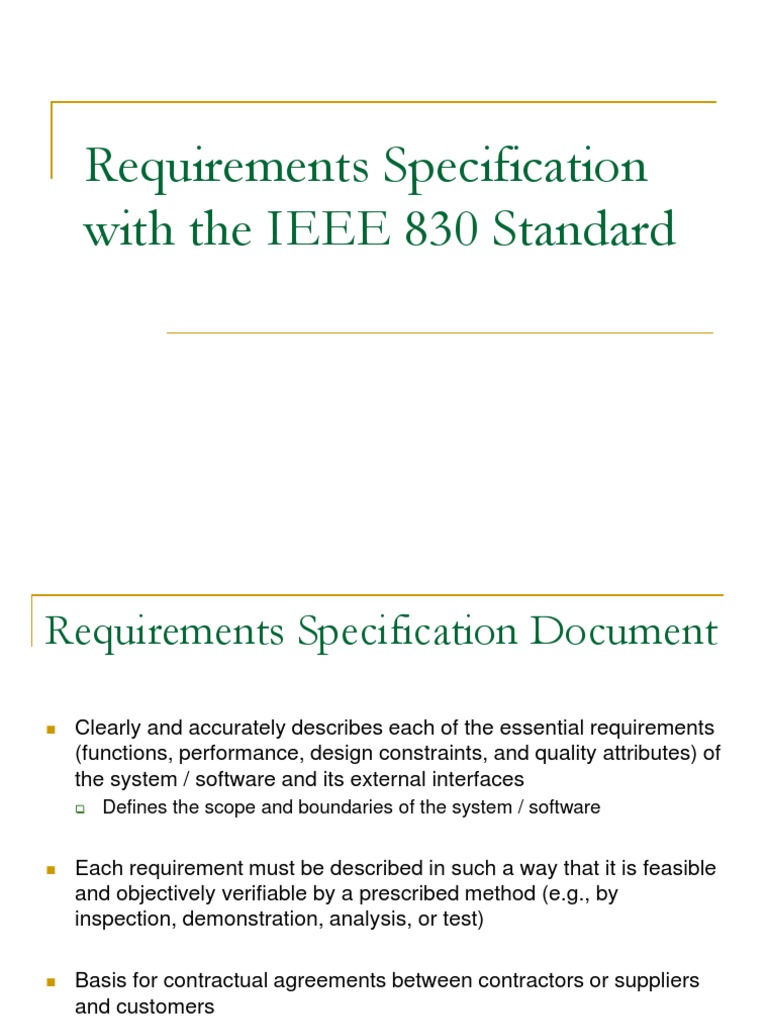 Srs Ieee 830 Standard | PDF | Specification (Technical Standard) | Use Case