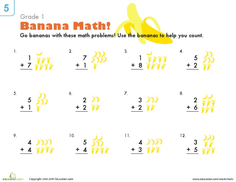 Banana Math Problems for Grade 1 | PDF | Cooking, Food & Wine