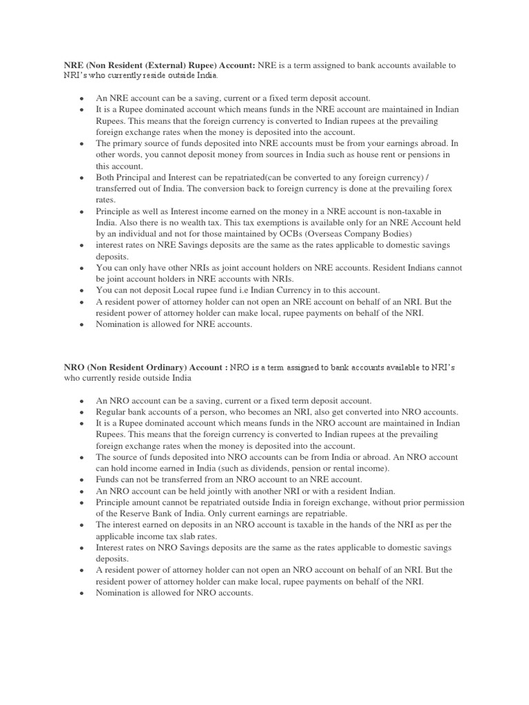 NRE (Non Resident (External) Rupee) Account: NRE Is A Term Assigned To ...