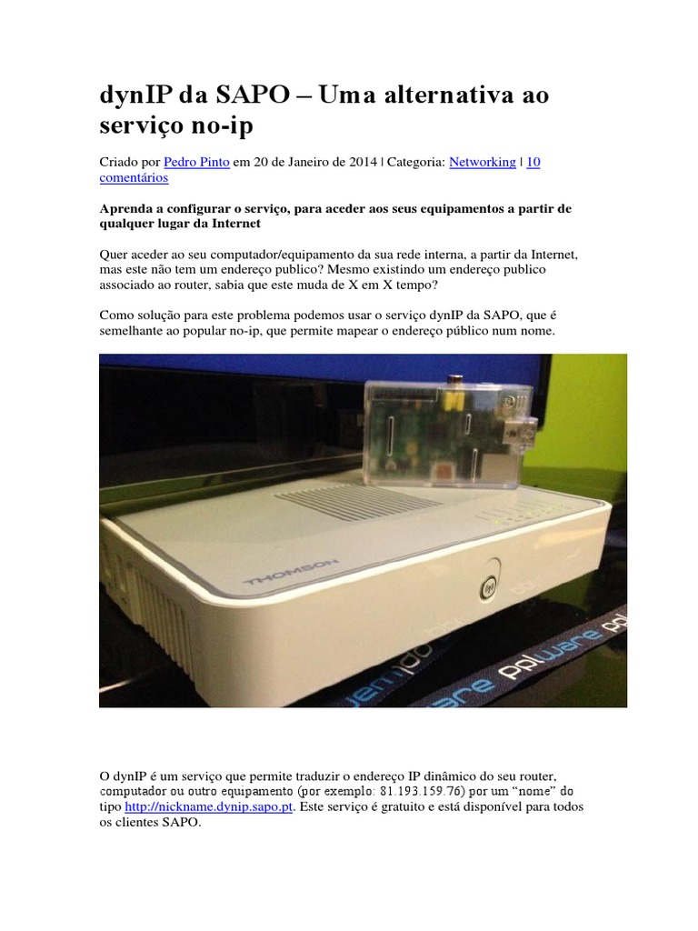 Configuração do dynIP da SAPO | PDF | Endereço de IP | Roteador ...