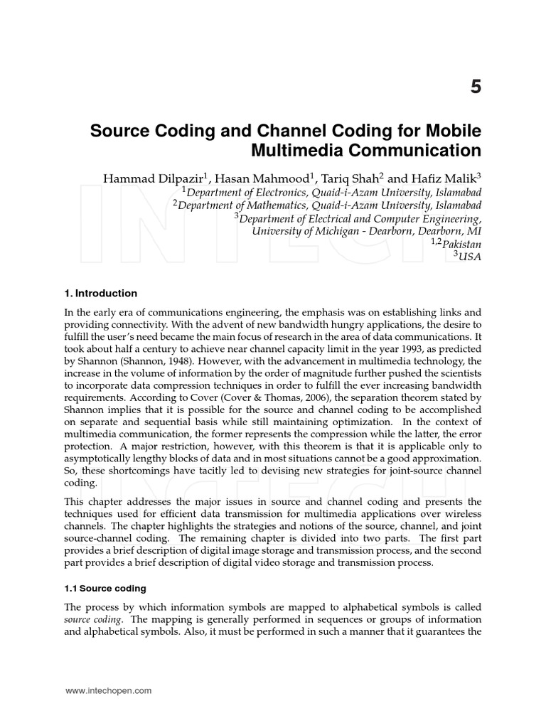 Source Coding and Channel Coding For Mobile Multimedia Communication | PDF | Data Compression ...