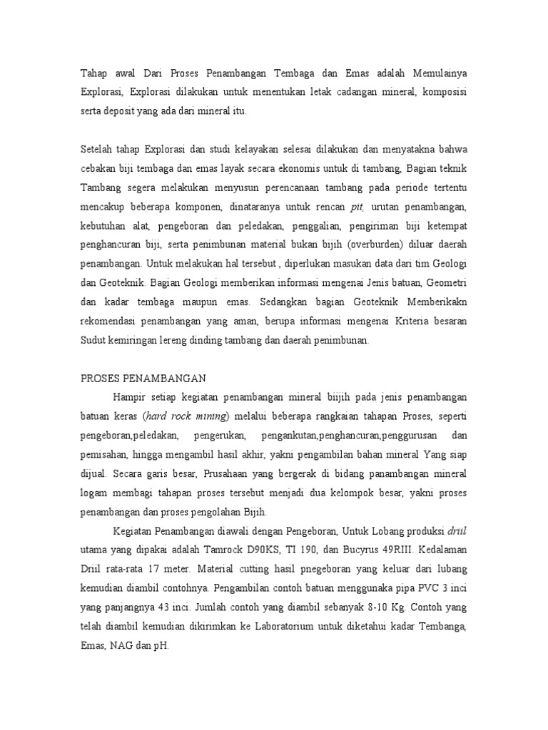 Proses Penambangan Tembaga & Emas | PDF | Ilmu Sosial