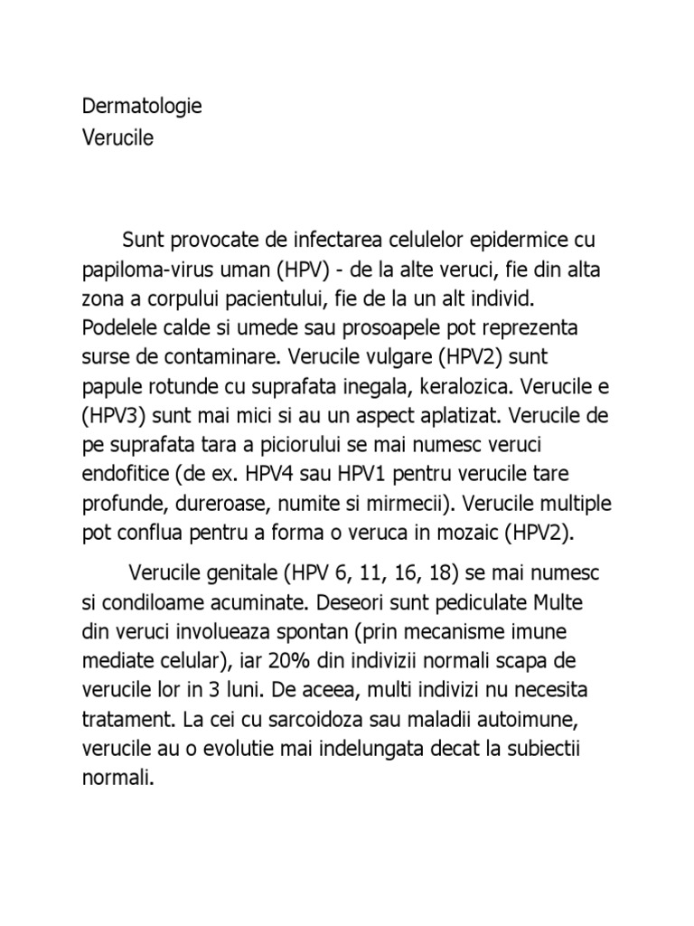 Dermatologie - Verucile | PDF