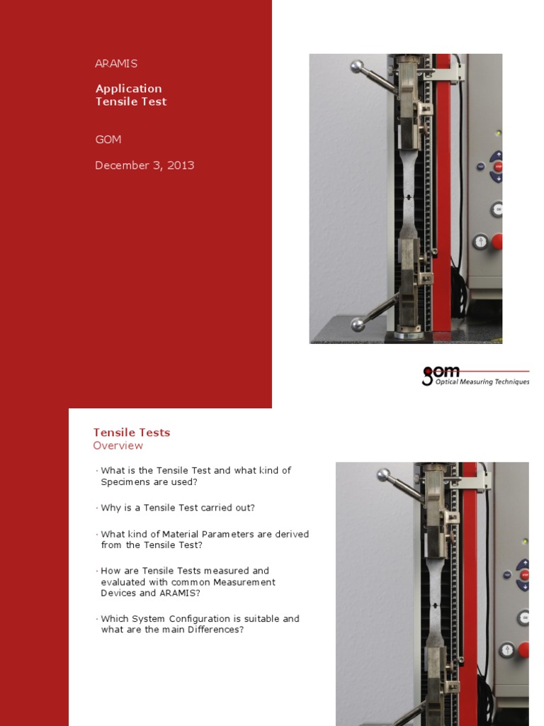 GOM ARAMIS Tensile-Testing Nov2013 | PDF | Deformation (Engineering ...