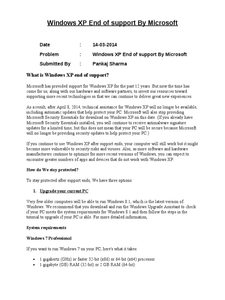 Windows XP End of Support Overview | PDF | Windows Xp | Microsoft Windows